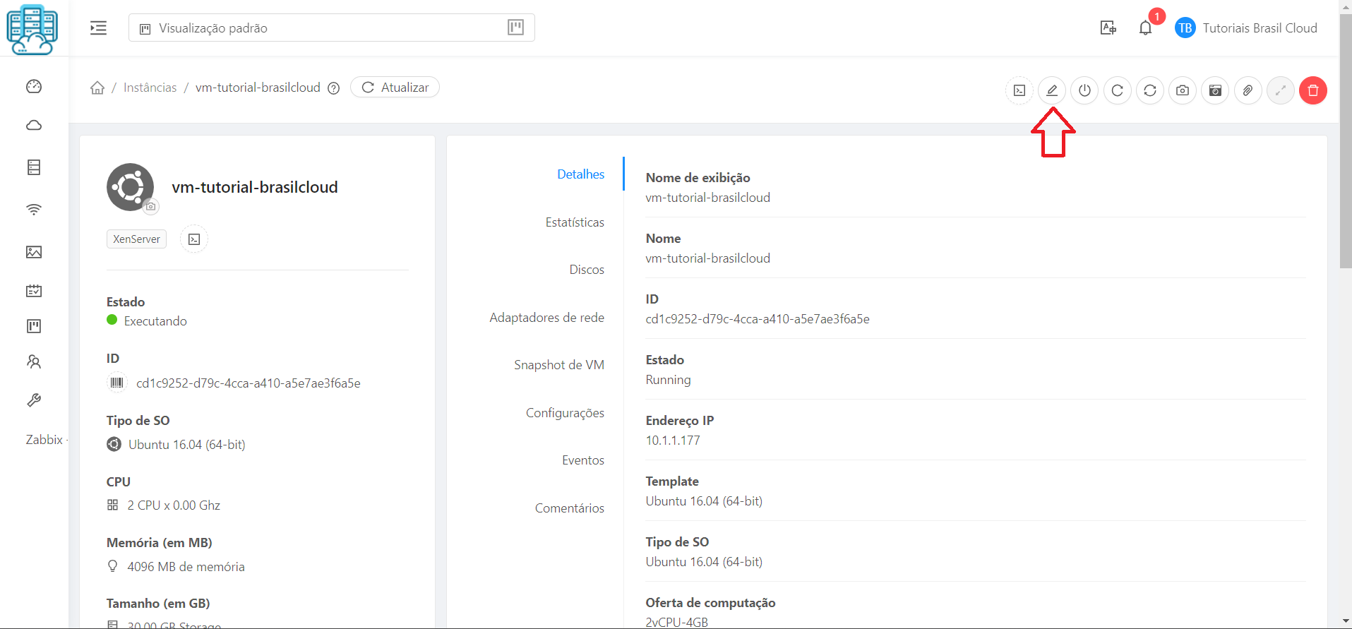 Como alterar o nome da VM (Cloud Server) no Painel do Data Center Virtual - Brasil Cloud Nuvem ...